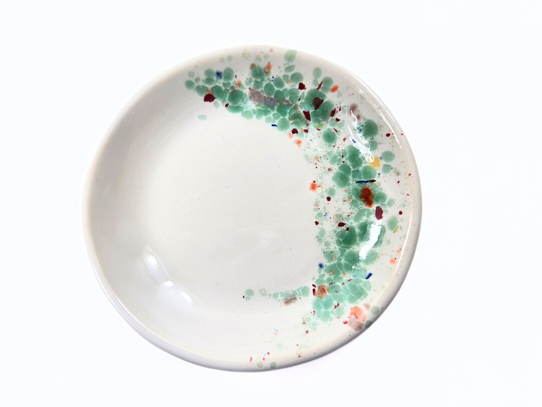 Pottery Dish Splatters, Tea Bag Holder, Rainbow Decor, Splatter Art ...