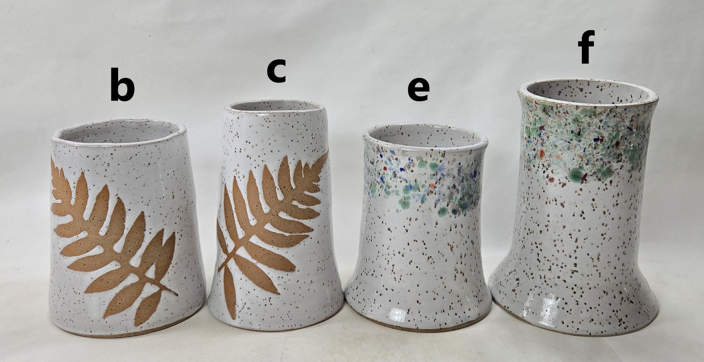 Pottery Vase, Speckled White With Ferns, Handmade Pottery Vase Rustic ...