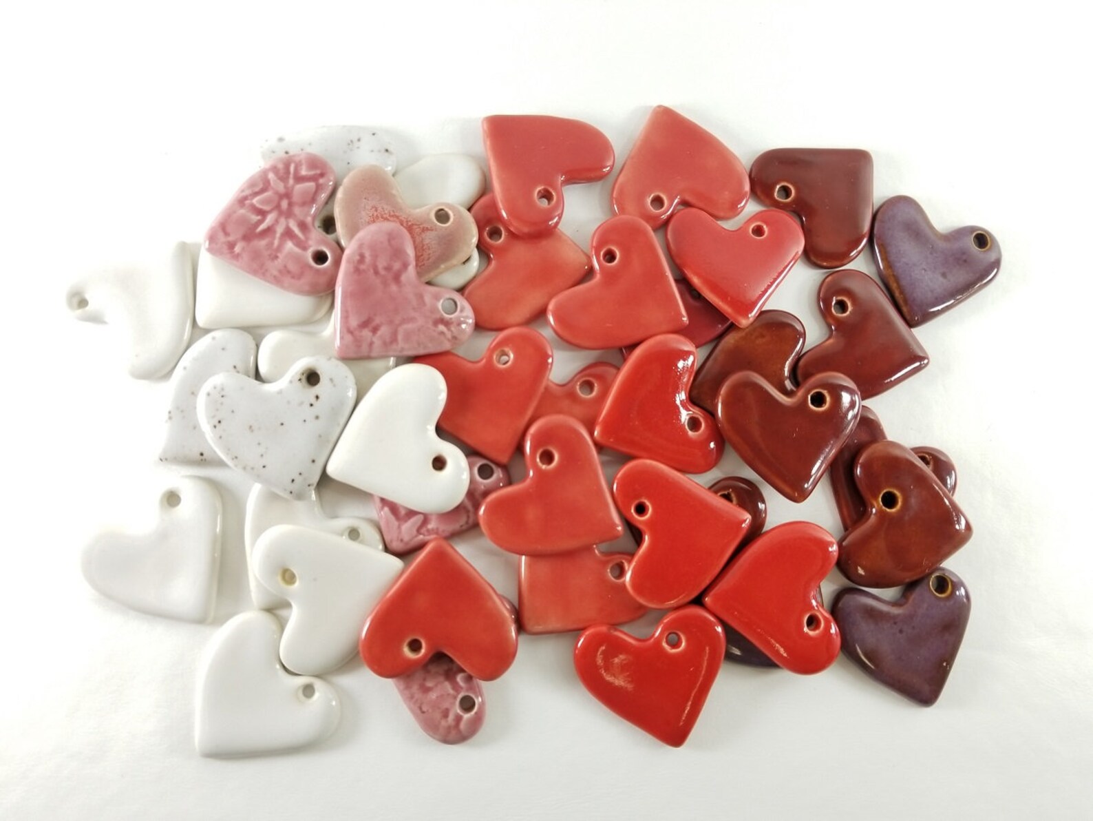 Tiny Heart Ornaments Pottery Heart Ceramic Heart Valentine - Etsy