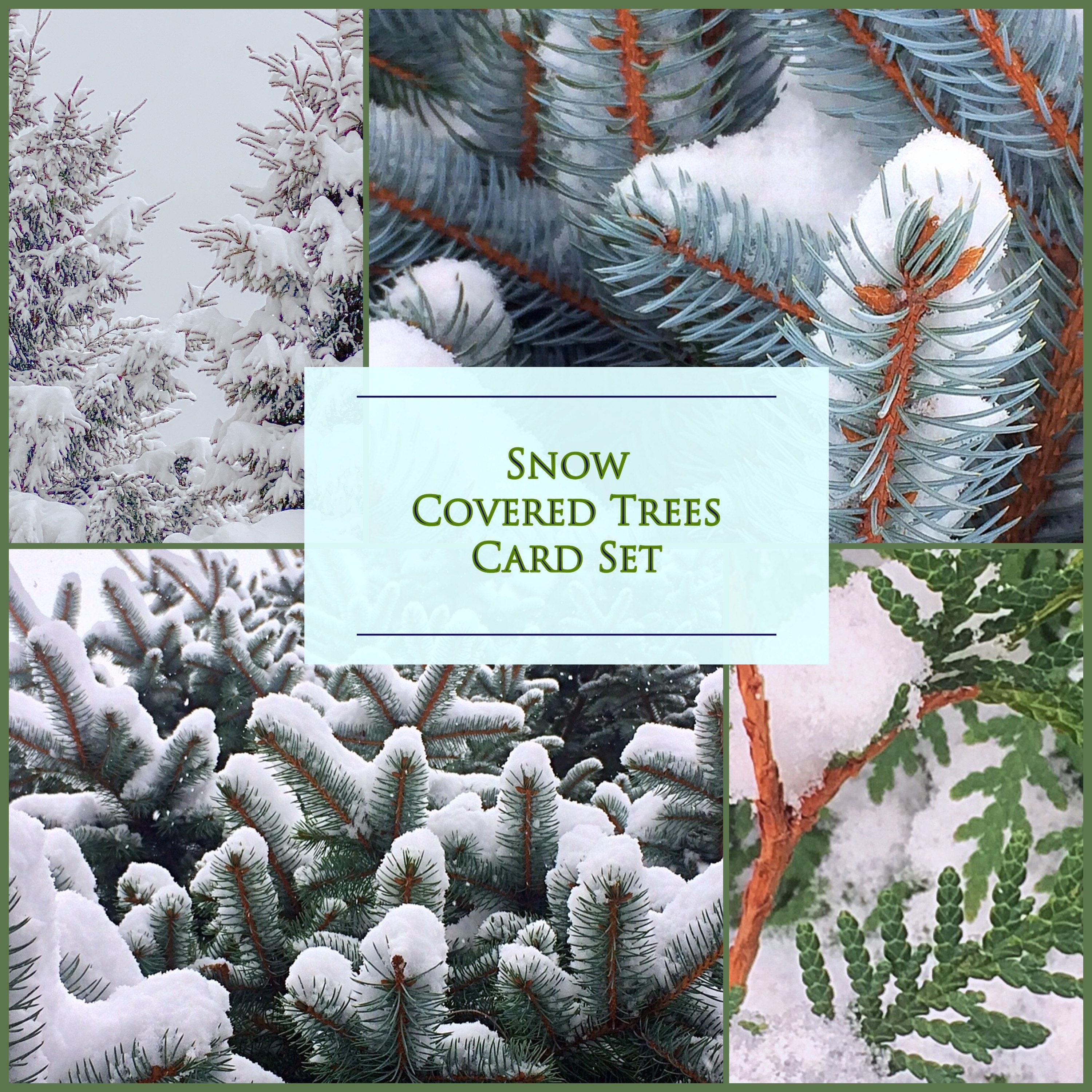 Set of snow themed greeting cards for the winter and holiday | Etsy