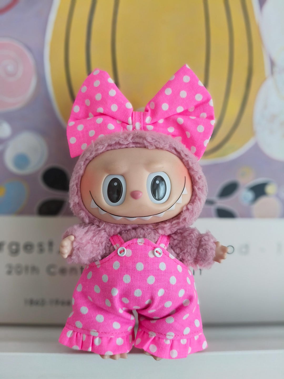 Pink Polkadot Labubu Jumpsuit – Adorable Handmade Outfit With Head Bow ...