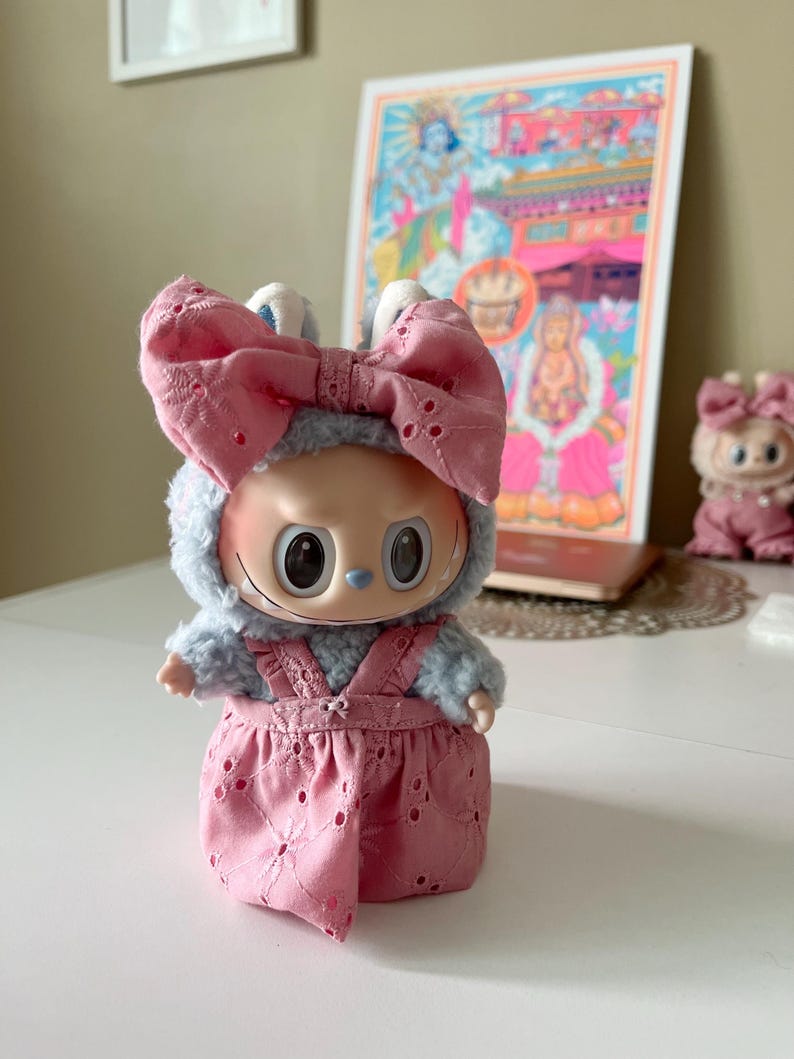 Handmade Labubu Outfit, Pink Dress, Labubu Outfit, Labubu Clothes ...