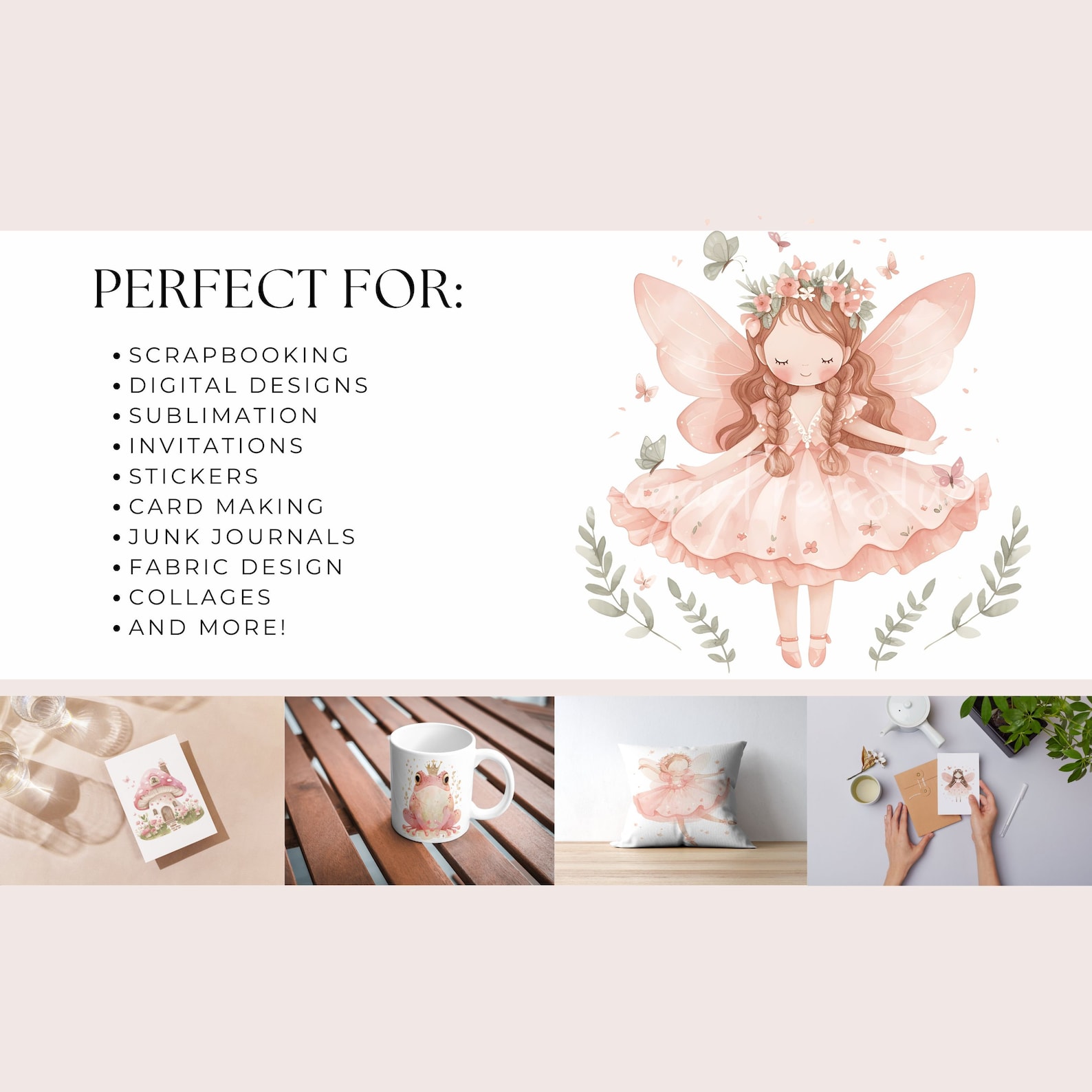 Fairy Forest Clipart Bundle - Watercolor Pastel Pink Garden Fairies ...