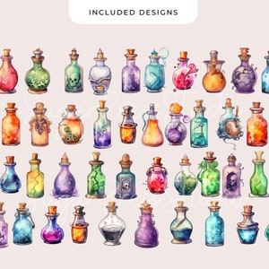 Spooky Potion Bottles - Watercolor Halloween Magic Witch Potions ...