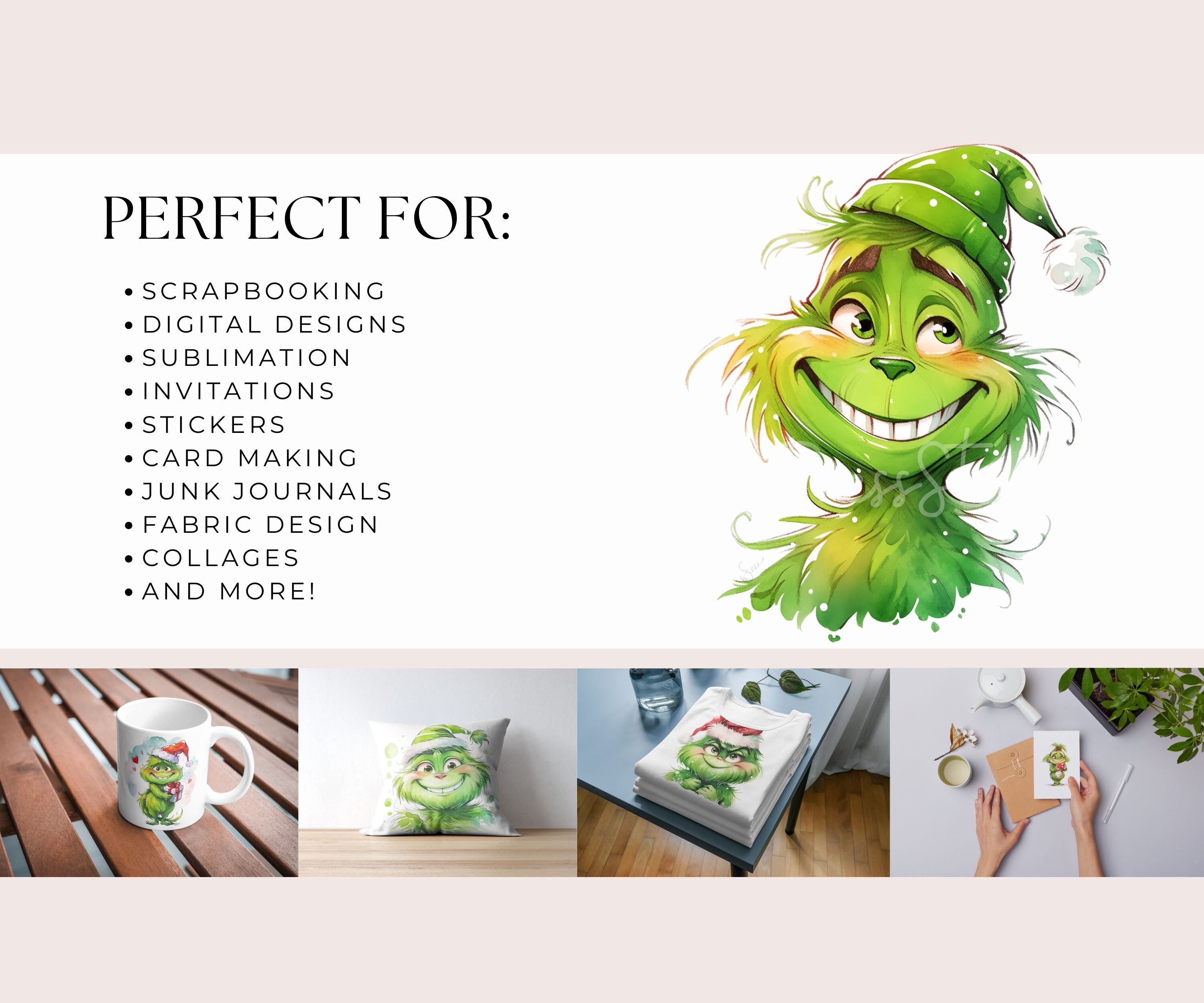 Cute Green Monster Clipart Bundle Watercolor Christmas Festive Green ...
