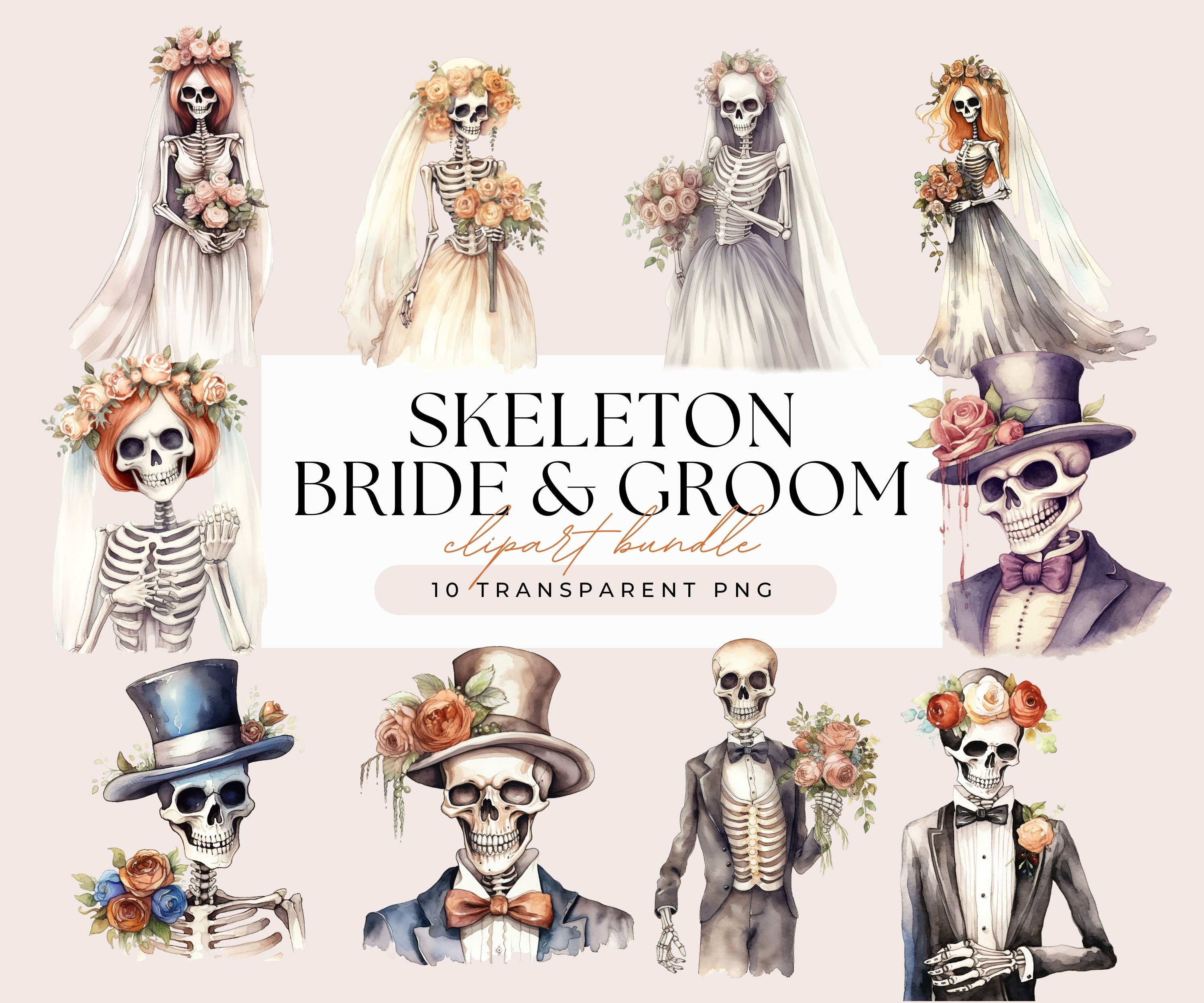 Skeleton Bride And Groom Clipart