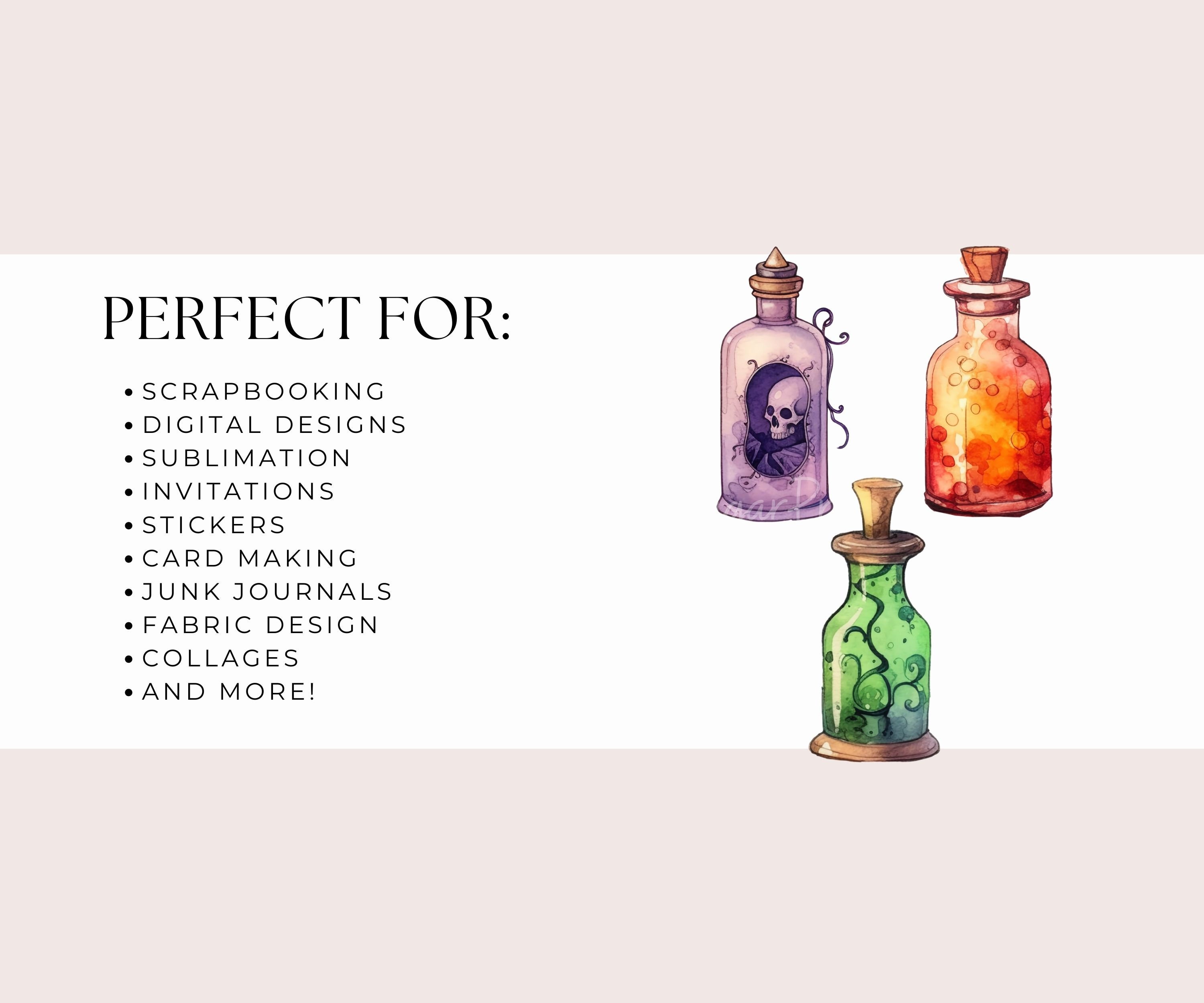 Spooky Potion Bottles - Watercolor Halloween Magic Witch Potions ...