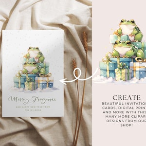 Cute Christmas Frogs Clipart Bundle - Watercolor Christmas Festive Toad ...