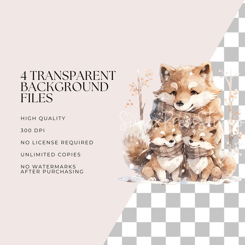 Wolf Family Clipart Bundle - Watercolor Woodland Wolf Family Portrait ...