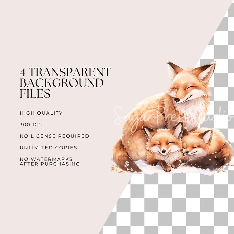 Fox Family Clipart Bundle - Watercolor Woodland Animal Fox Family ...