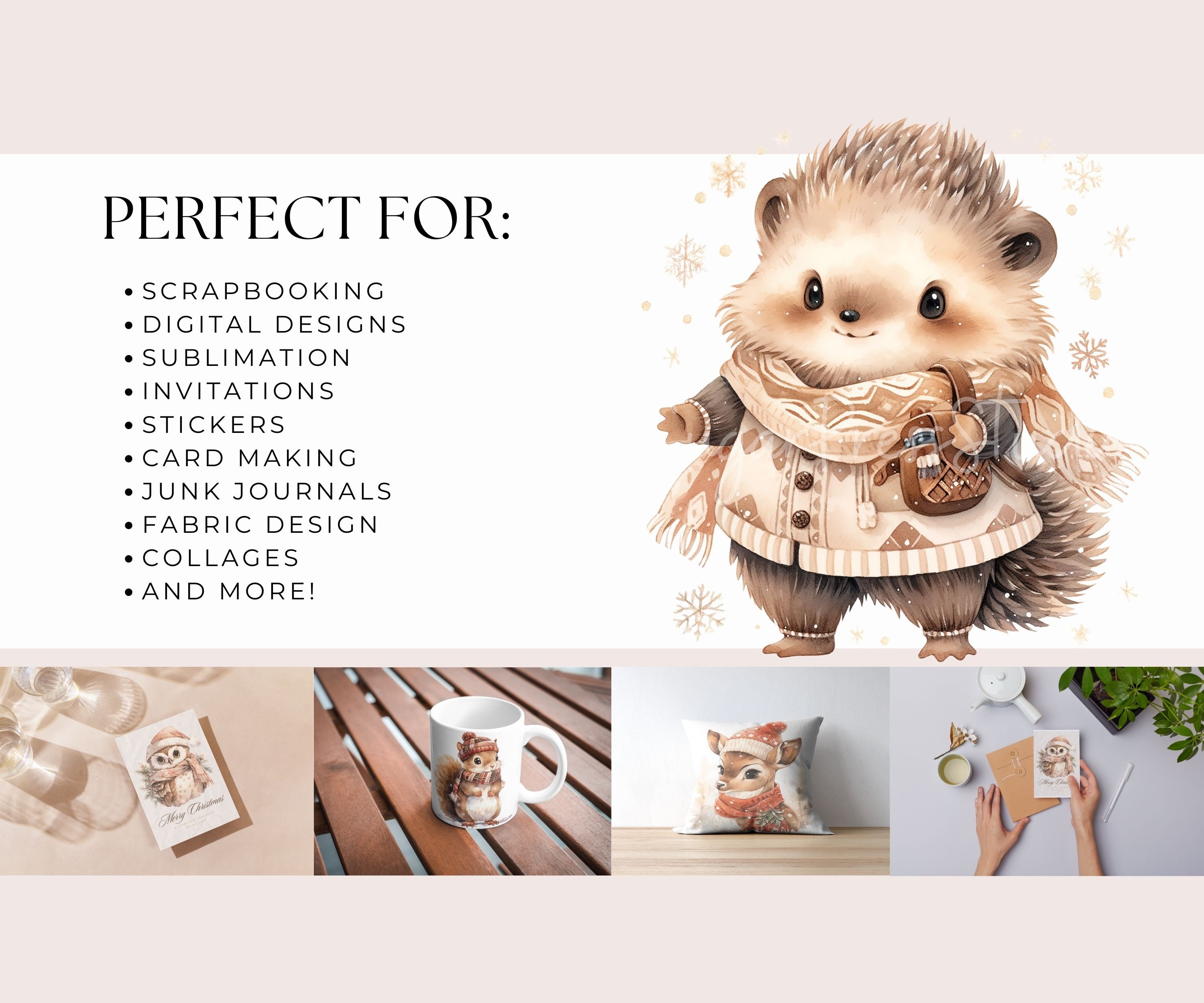 Woodland Animals in Jumpers Clipart Bundle - Watercolor Christmas Bear ...