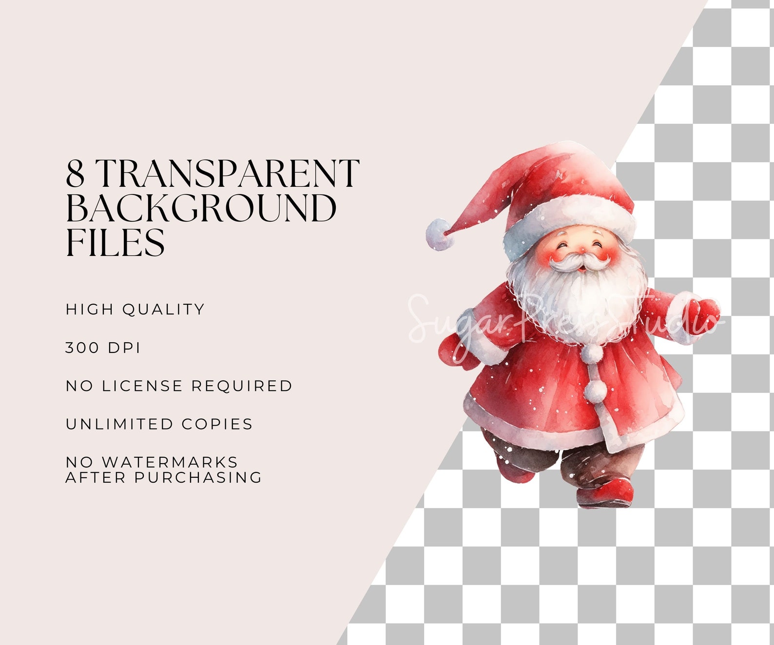 Cute Santa Claus Clipart Bundle Watercolor Christmas Father - Etsy