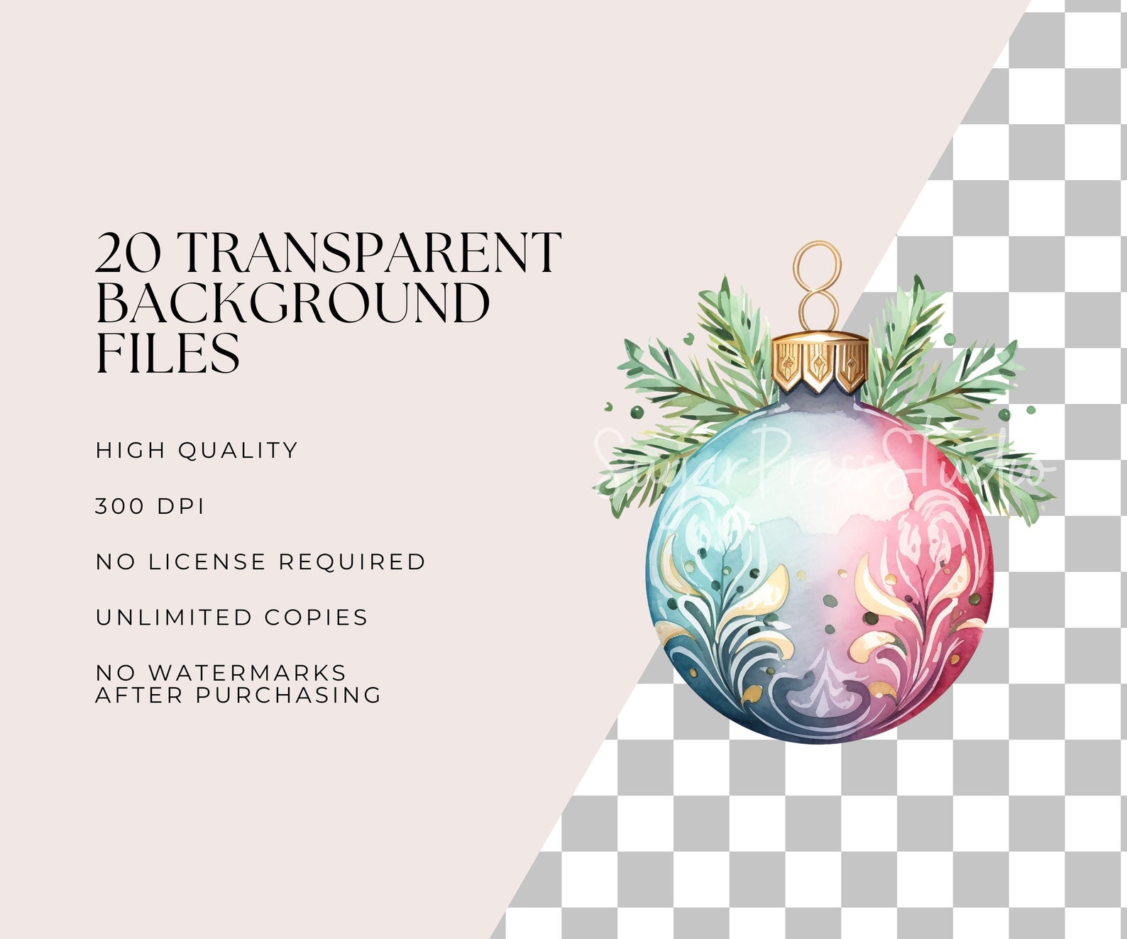 Pastel Christmas Clipart Bundle Watercolor Christmas Holiday - Etsy