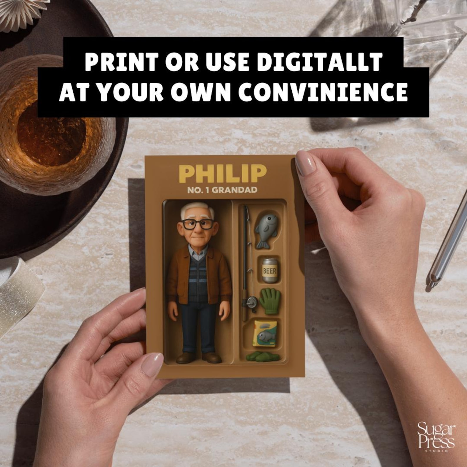 Custom Father's Day 3D Action Figure Portrait, Personalized Toy Box Dad ...