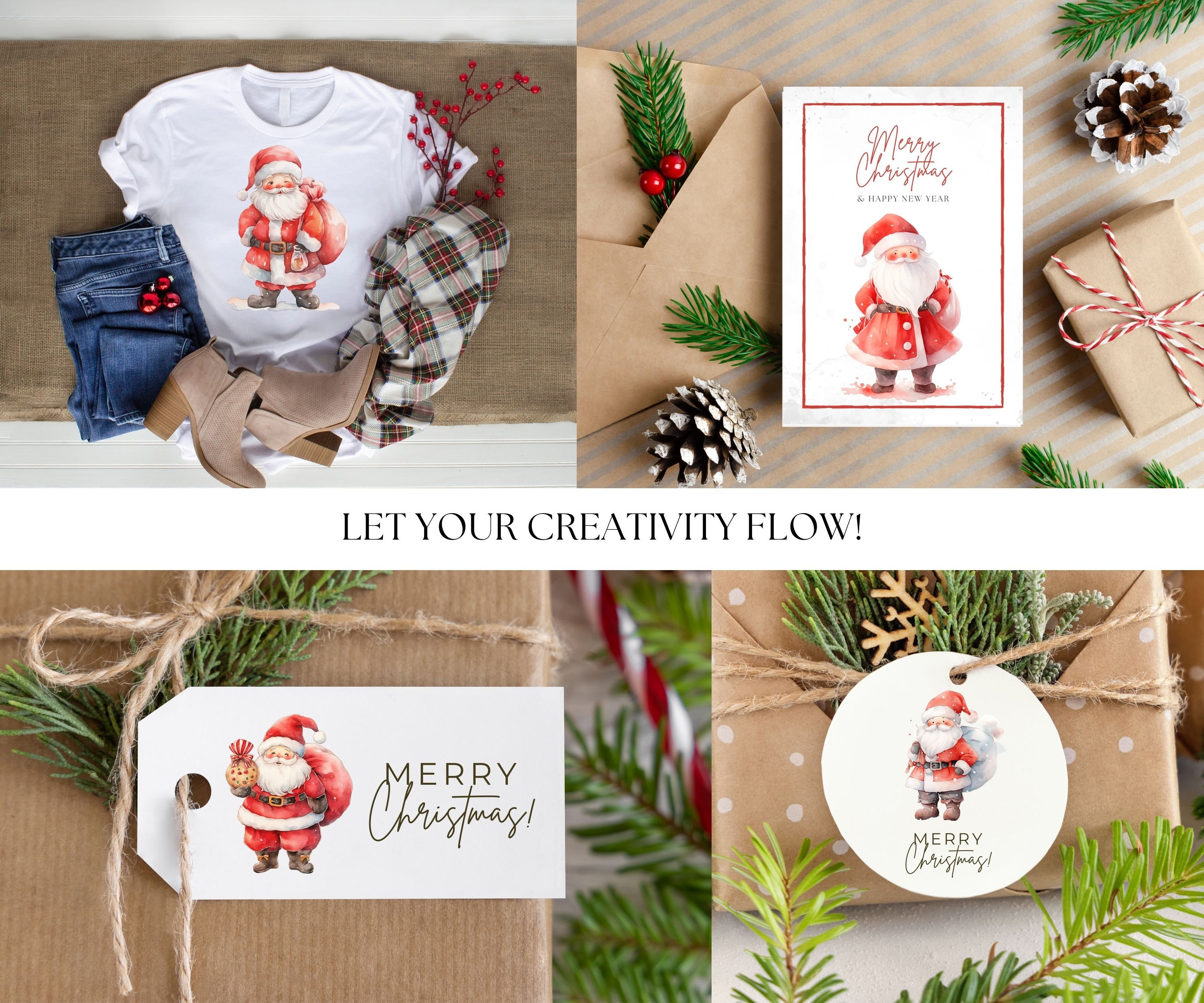 Cute Santa Claus Clipart Bundle - Watercolor Christmas Father Christmas ...