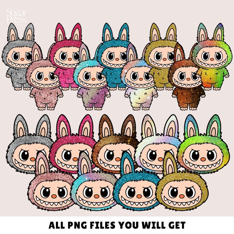 Glitter Labubu Designs Transparent PNG Vector Digital File, Cricut ...