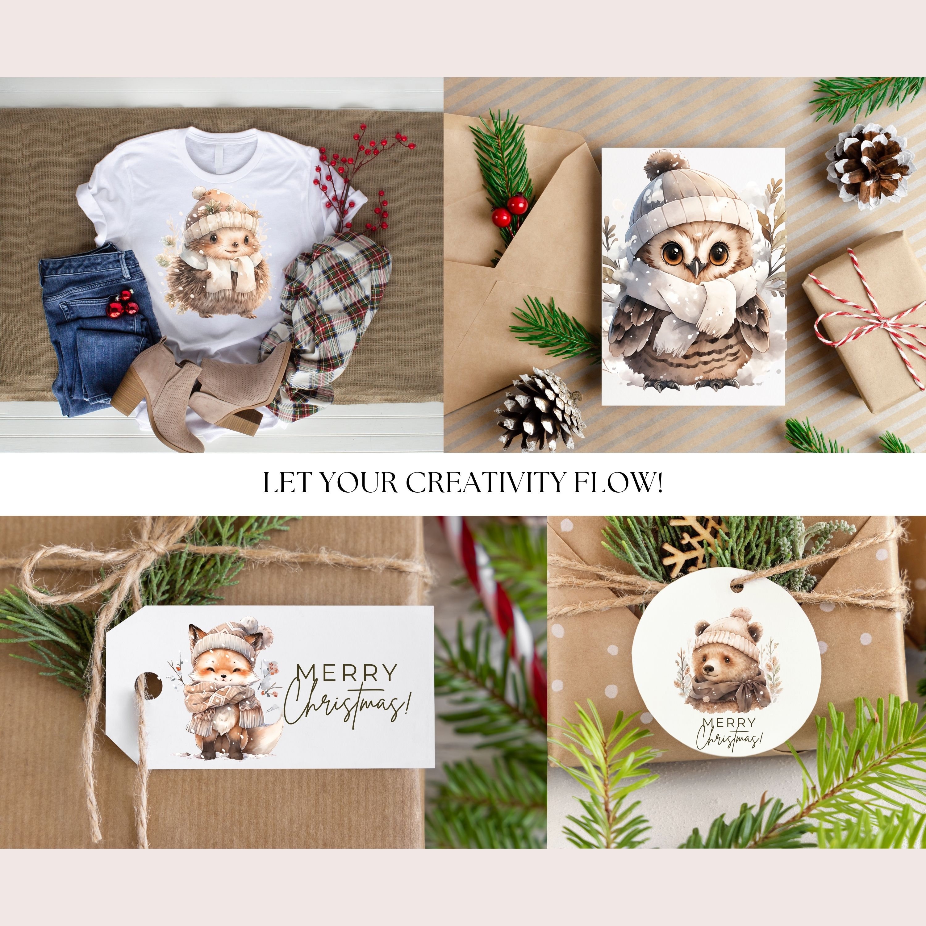 Winter Woodland Animals Clipart Bundle - Watercolor Christmas Forest ...