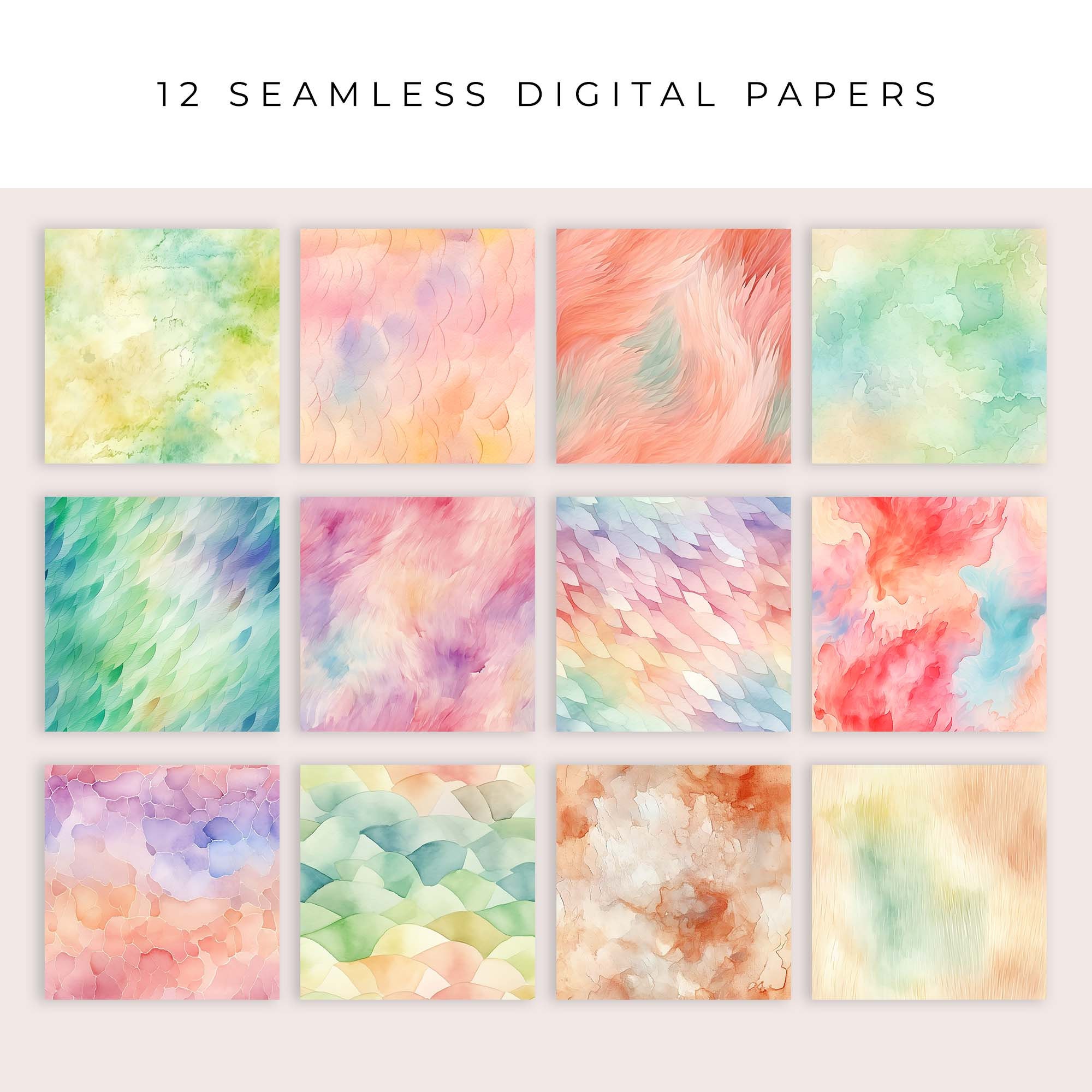 Colorful Pastel Watercolor Texture Digital Paper Pattern, Watercolor ...