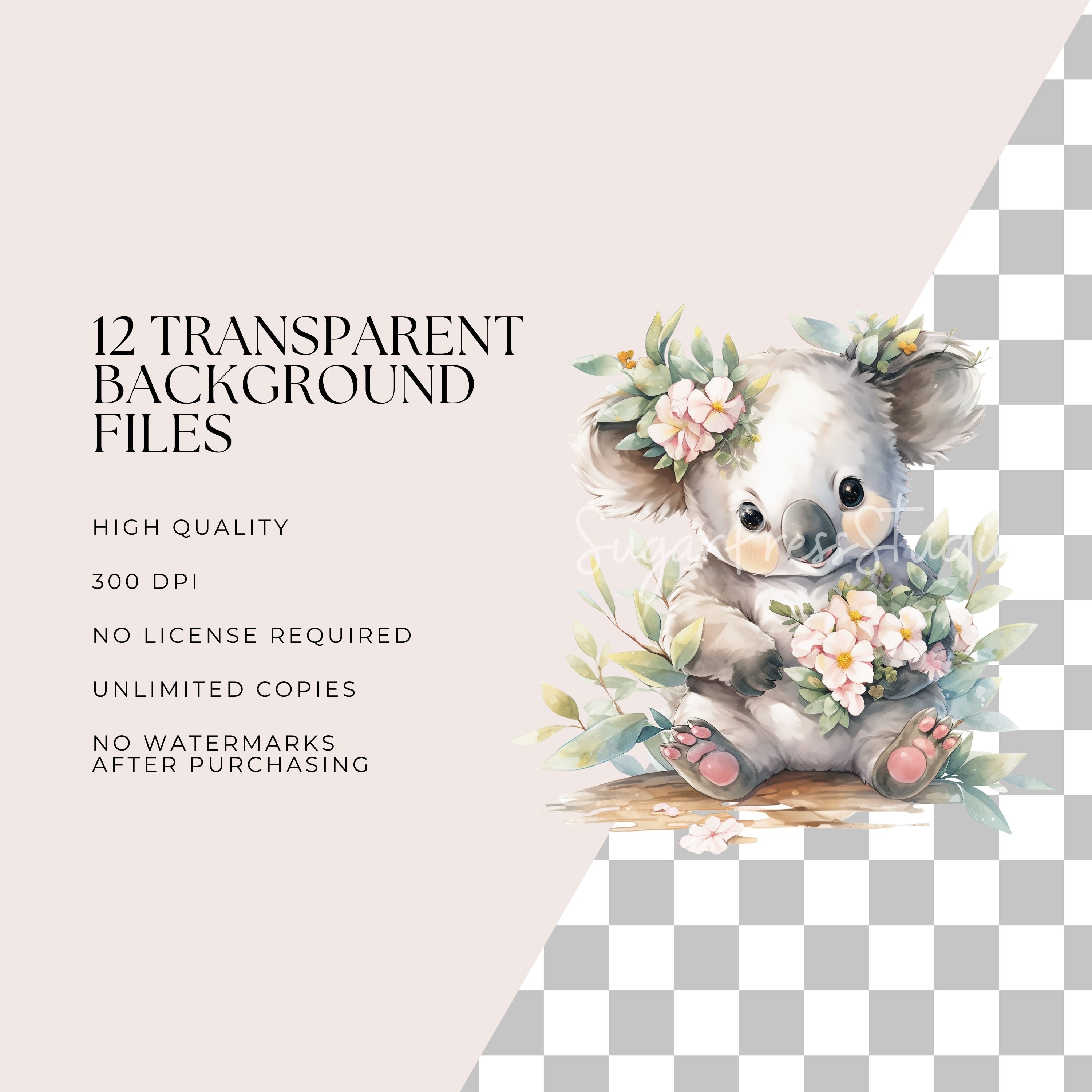 Safari Baby Animals Clipart Bundle - Cute Watercolor Safari Jungle ...