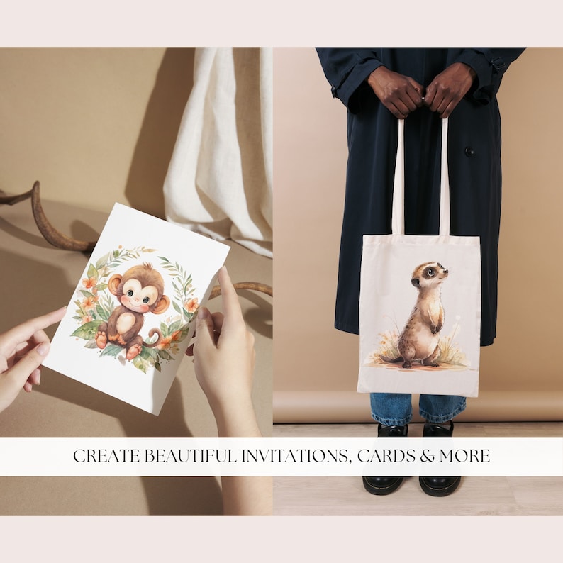 Safari Baby Animals Clipart Bundle - Cute Watercolor Safari Jungle ...