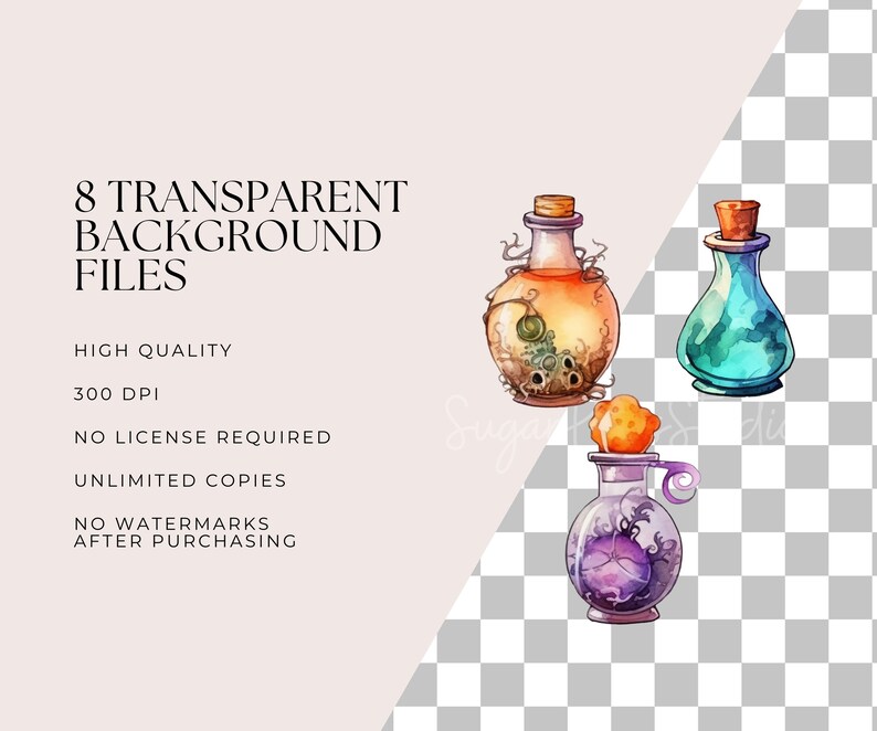 Spooky Potion Bottles - Watercolor Halloween Magic Witch Potions ...