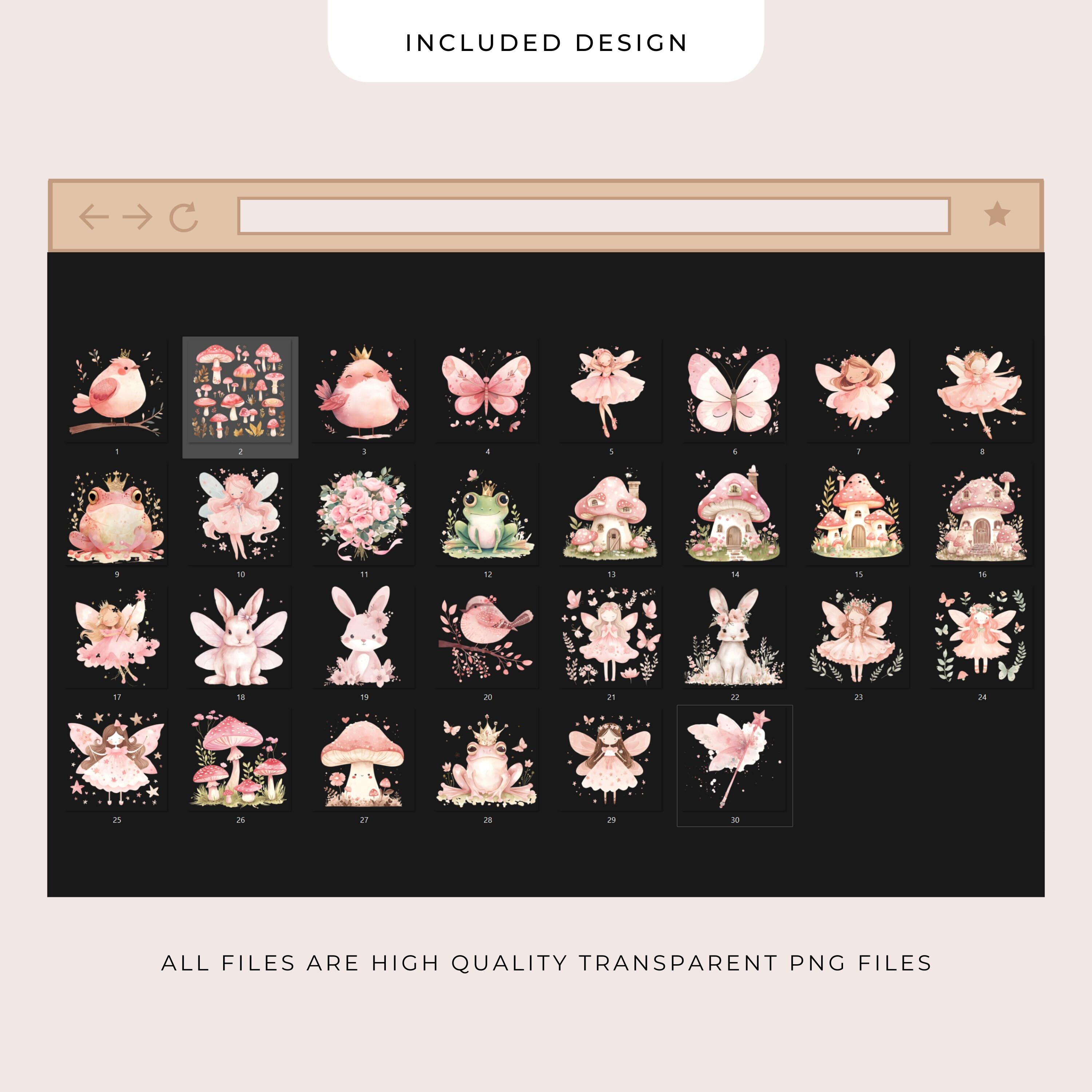 Fairy Forest Clipart Bundle - Watercolor Pastel Pink Garden Fairies ...