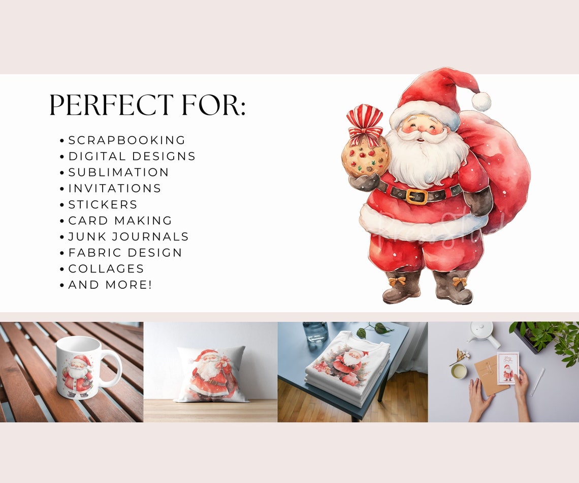 Cute Santa Claus Clipart Bundle Watercolor Christmas Father - Etsy