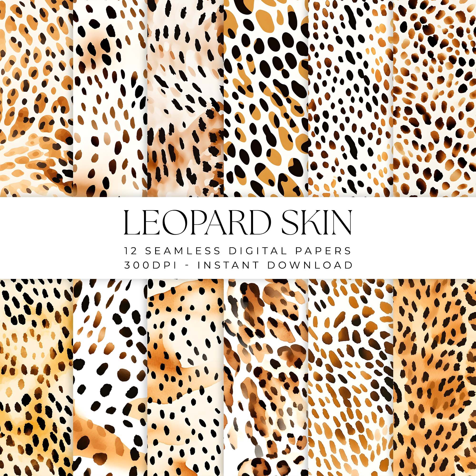 Leopard Skin Digital Paper Pattern, Watercolor Leopard Print Skin Coat ...