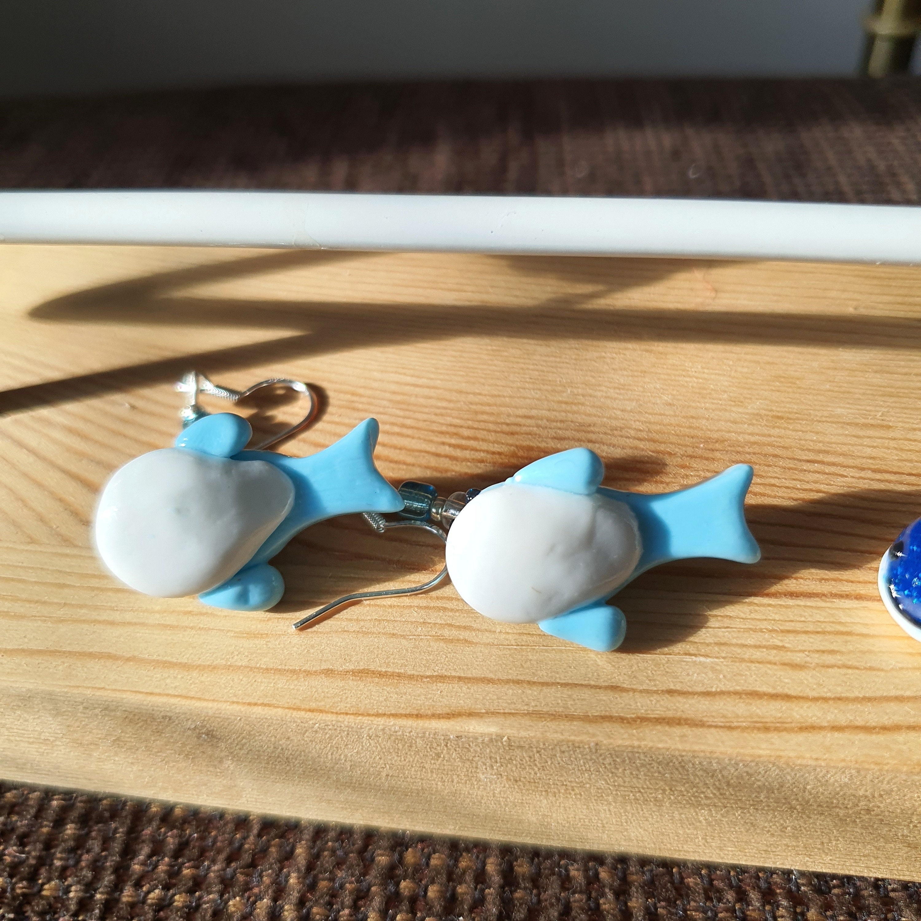 Polymer Clay Whale Shark Earrings / Kawaii Shark Earrings / Kawaii ...