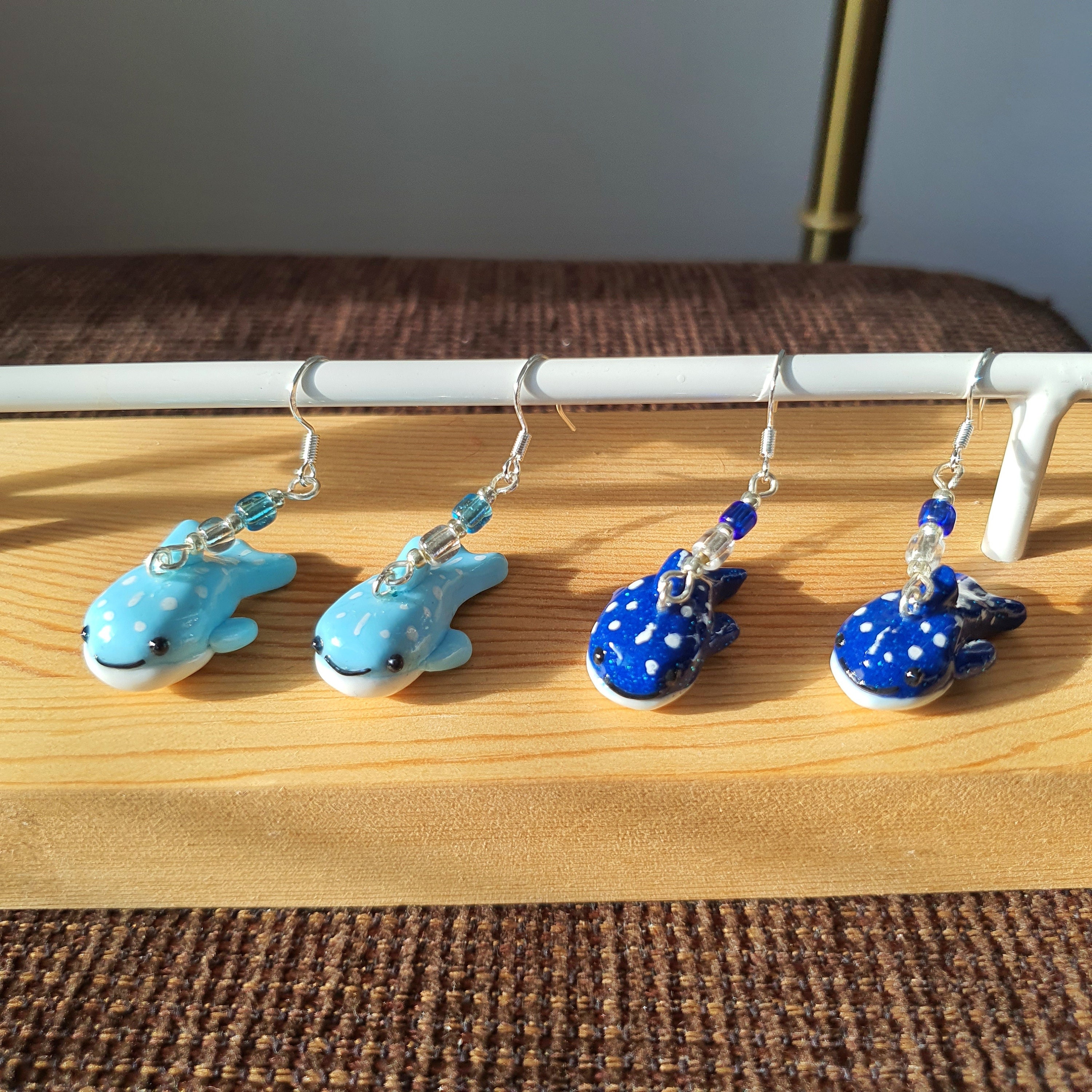 Polymer Clay Whale Shark Earrings / Kawaii Shark Earrings / Kawaii ...