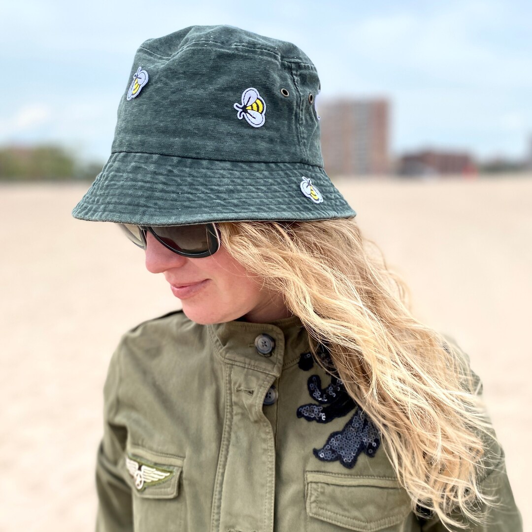 Bee Patches Bucket Hat: Breathable Cotton, Wide Brim - Etsy