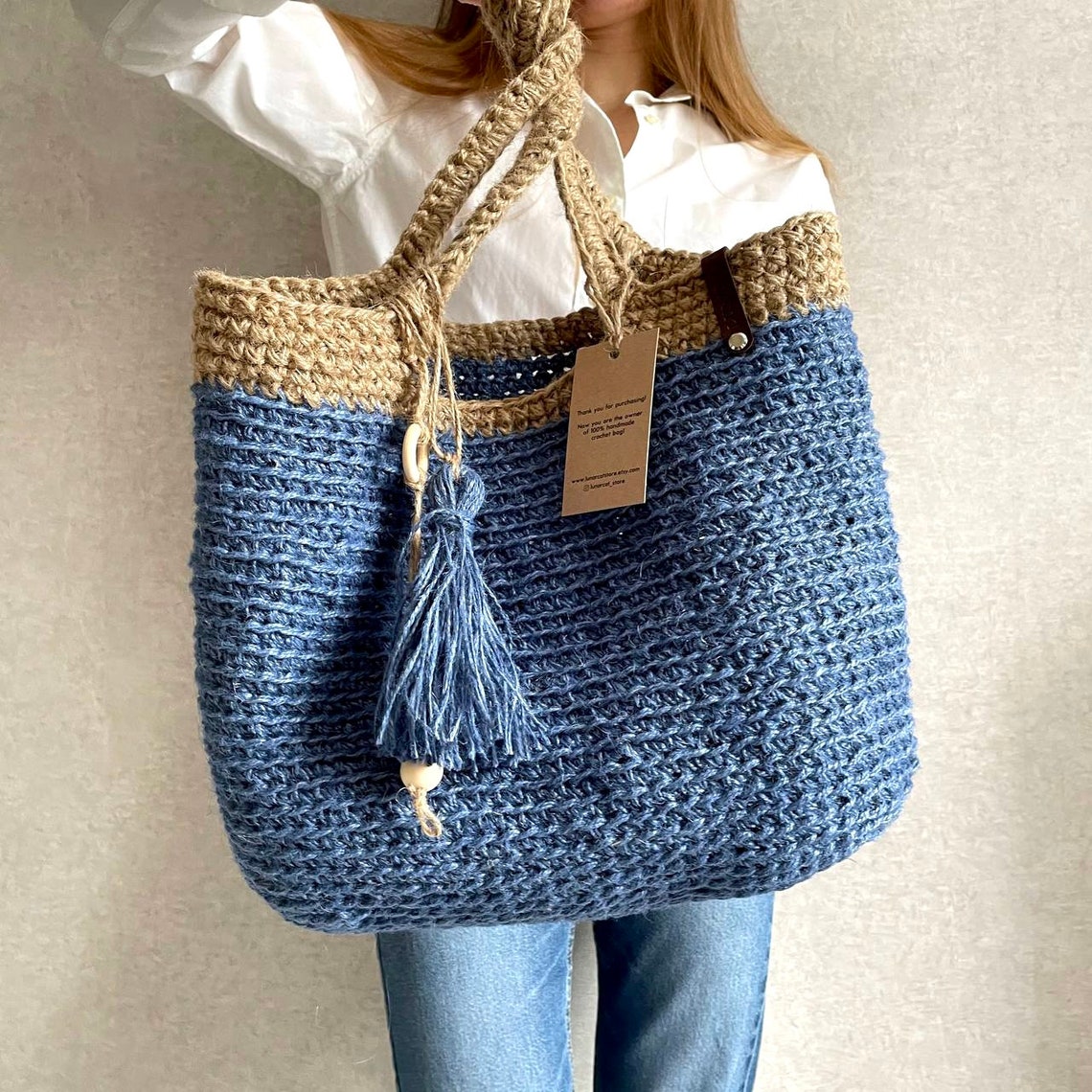 Crochet Jute Bag Pattern Reusable Grocery Bag Crochet Jute - Etsy