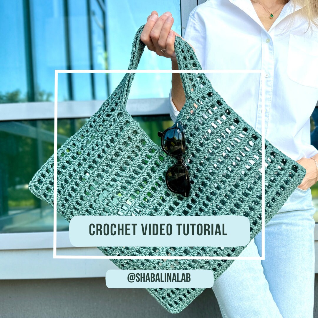 Crochet Netbag Video Tutorial, Twisted Raffia Crochet Bag Pattern, Net ...