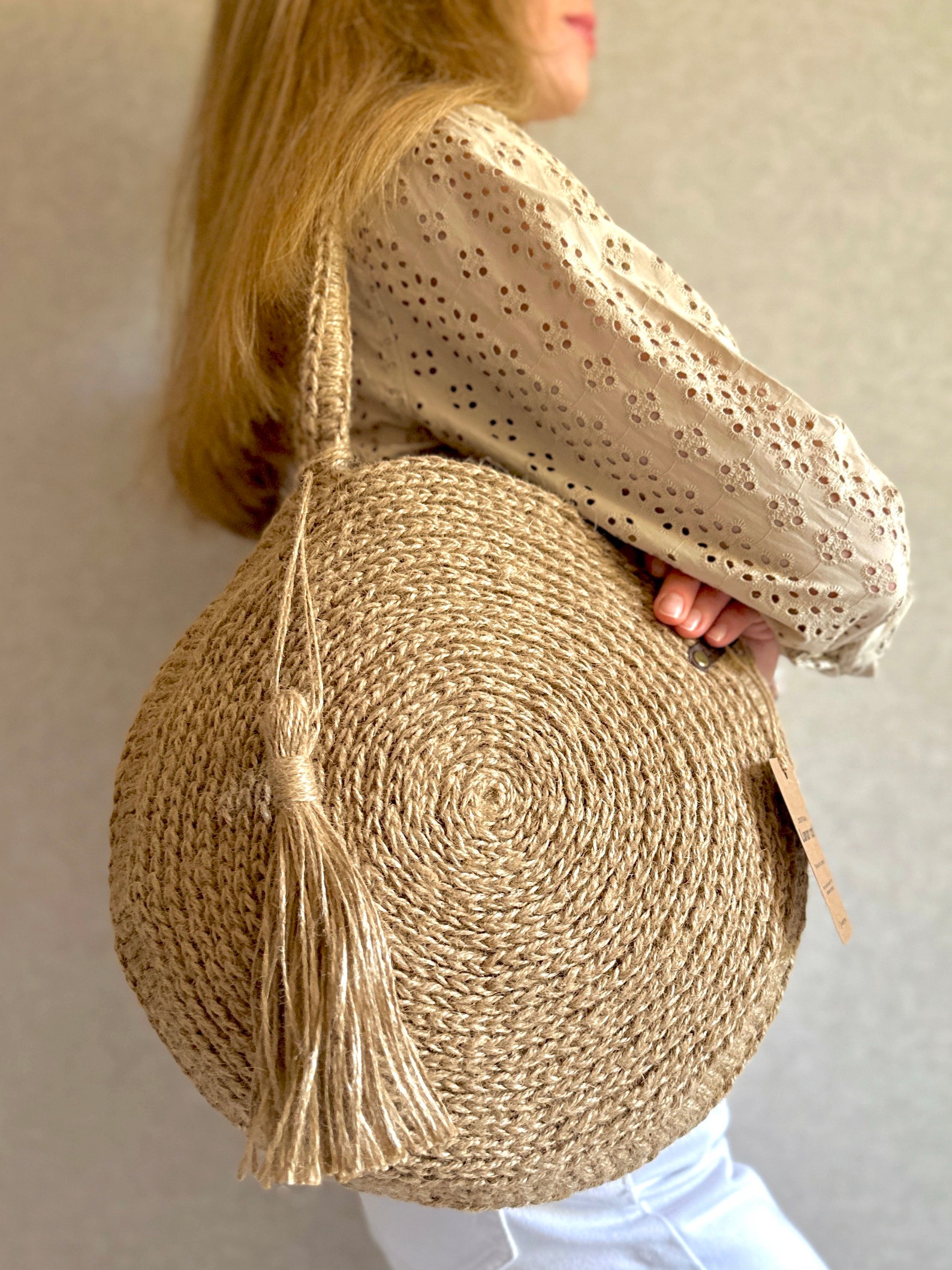 Jute Round Bag Crochet Pattern, Beach Bag PDF - Etsy