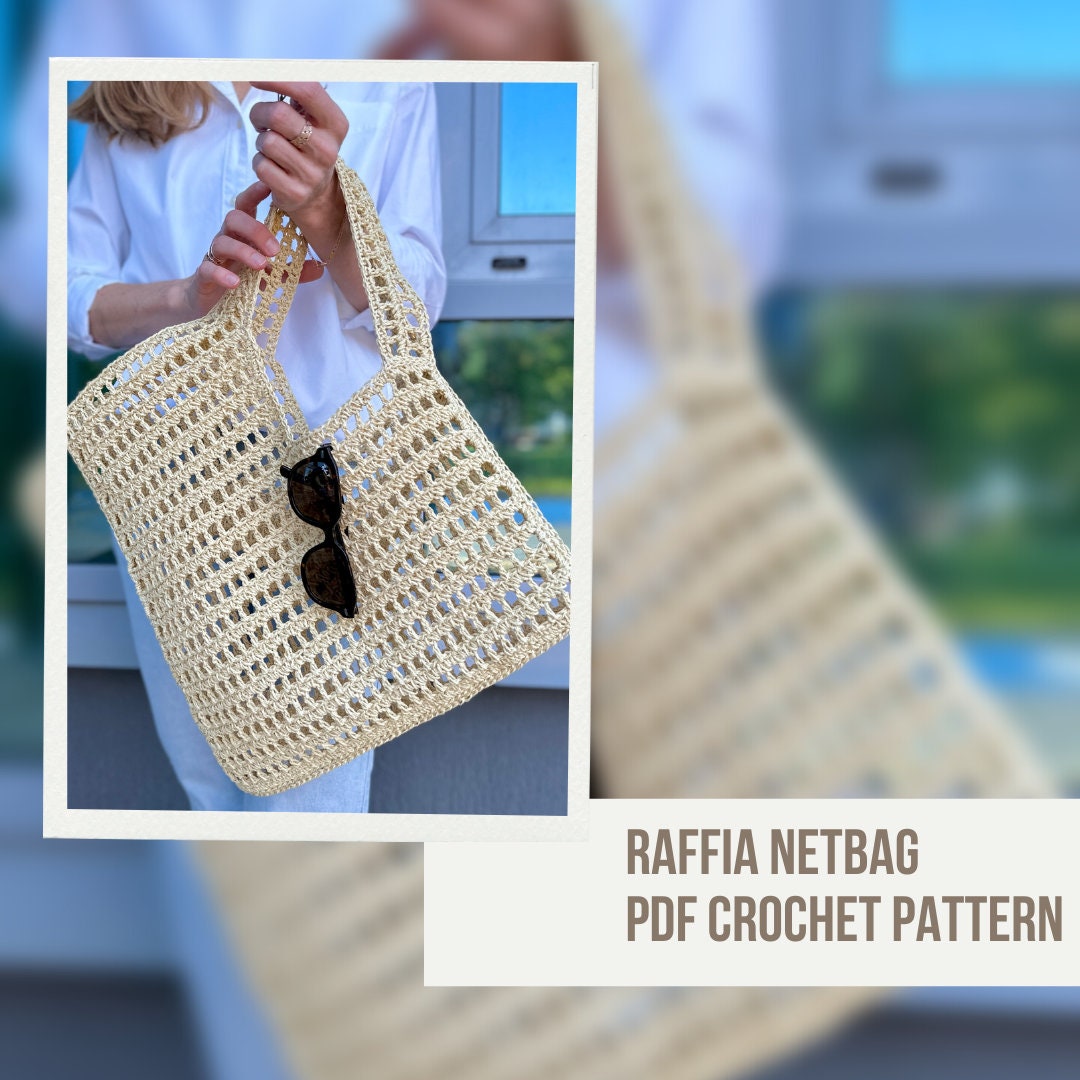 Crochet Bag Pattern, Crochet Raffia Bag, Raffia Beach Bag Pattern - Etsy