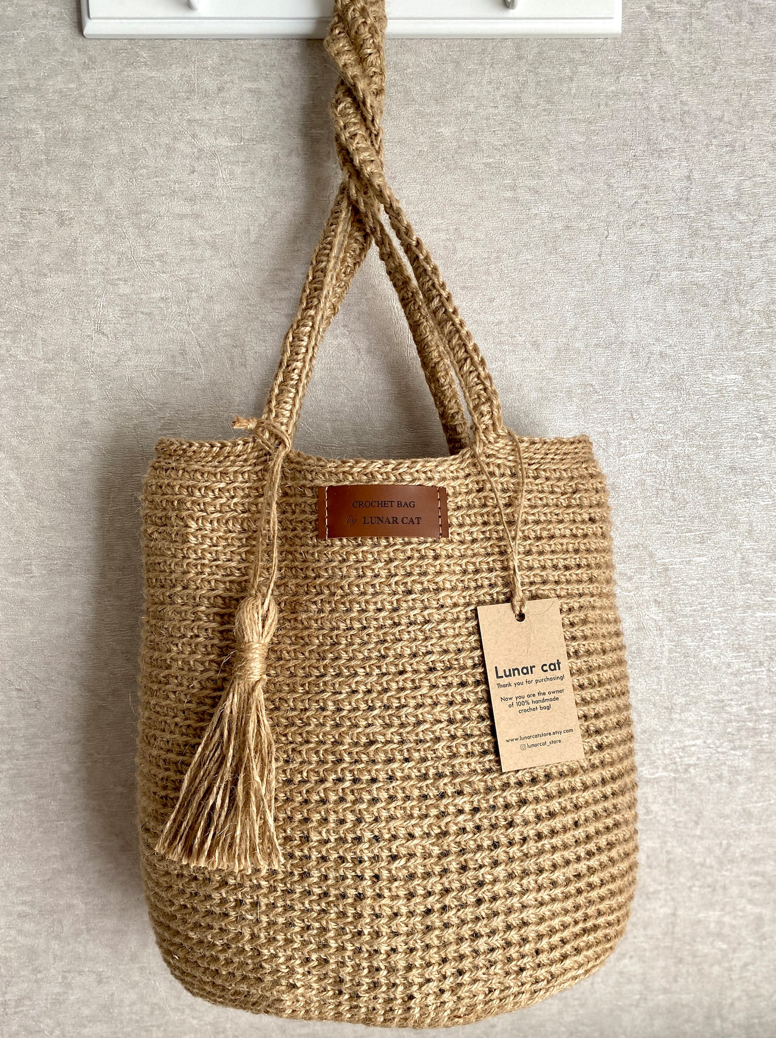 Bundle of Crochet Jute Tote Bag Patterns, Natural Jute Rope Crochet Bag ...