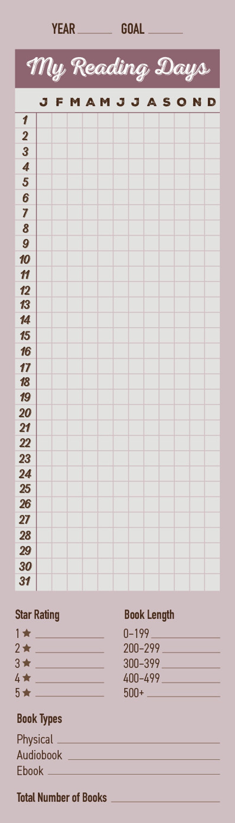Reading Tracker Bookmark | Book Journal | Track Progress | Read Book ...