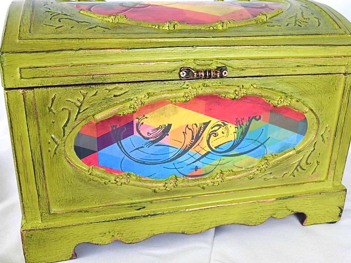 Green Upcycled Modern Jewelry Storage Keepsake Box Trinket - Etsy