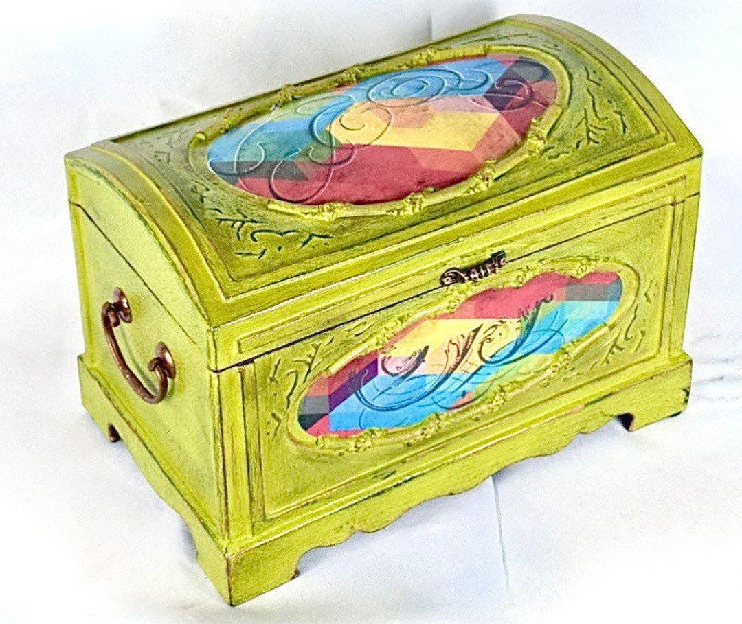 Green Upcycled Modern Jewelry Storage, Keepsake Box, Trinket Box - Etsy