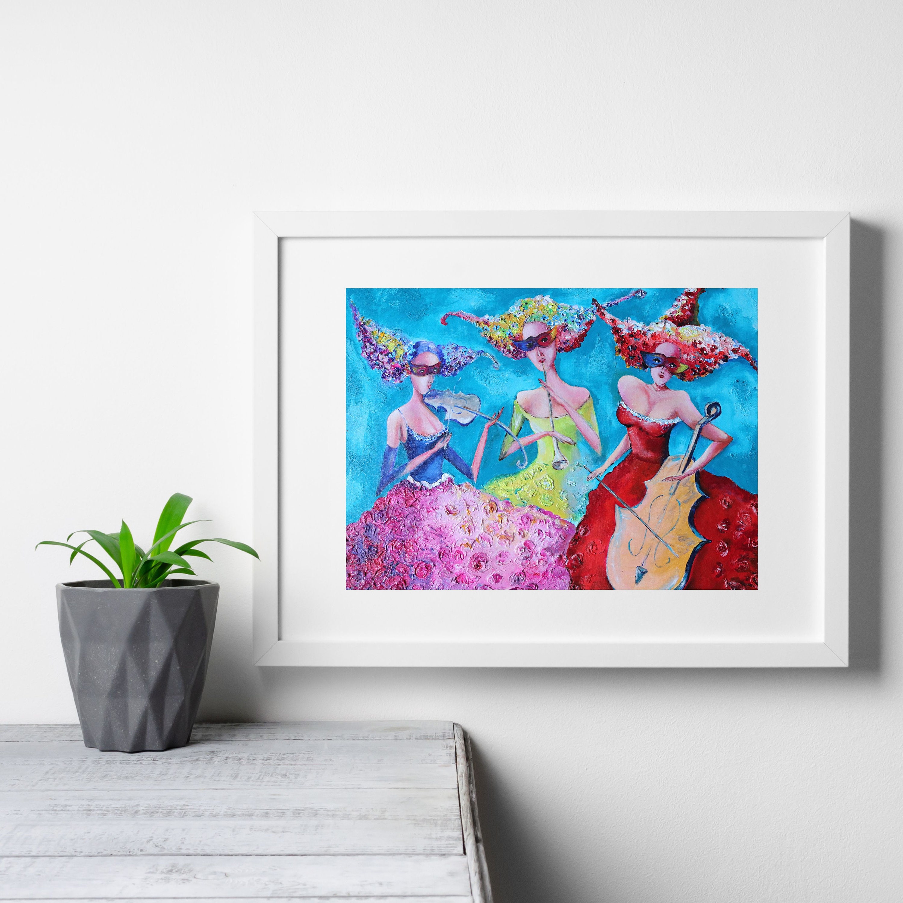 Musical Women Art Print | Colorful Instruments Home Decor - Etsy