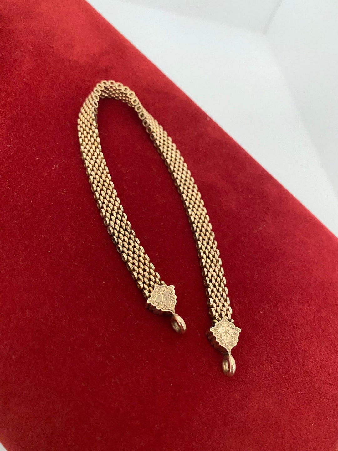 Antique 8 Rose Solid Gold 14k Watch Chain Extender Mesh Fob 13.2 Gms - Etsy
