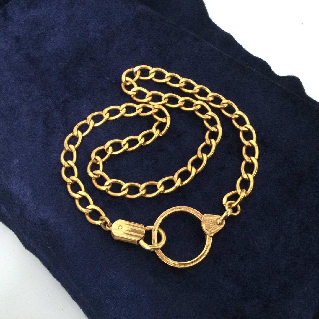 Mid-century Watch Chain 18 3/4 Mens Womens T-bar Fob Necklace Vintage ...