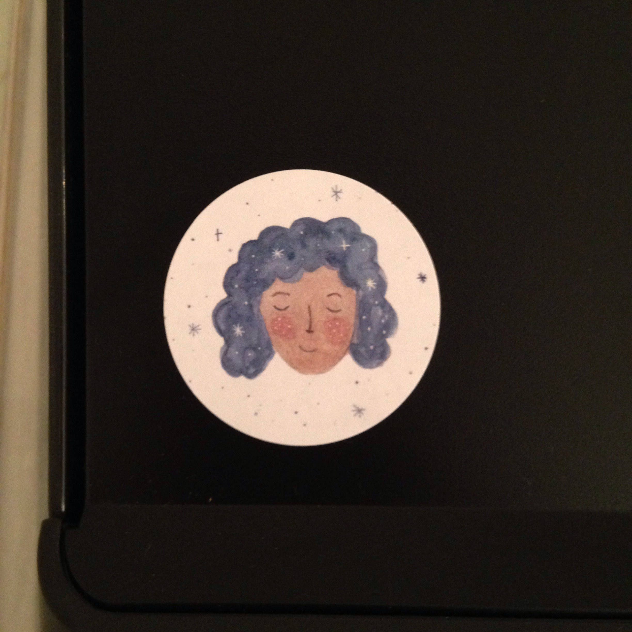 Blue Space Girl Sticker - Etsy