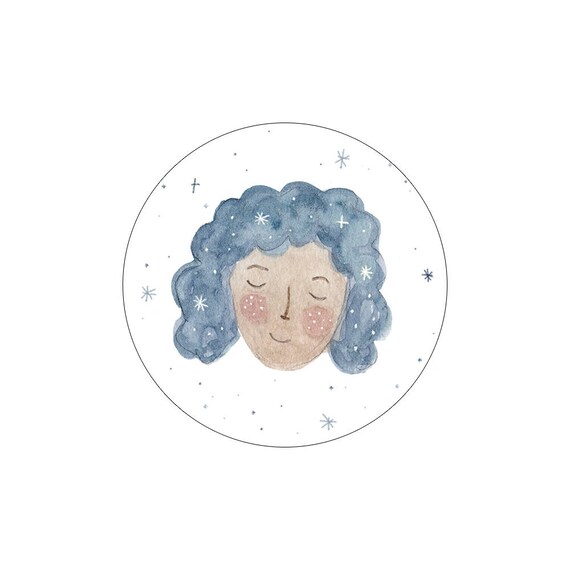 Blue Space Girl Sticker | Etsy
