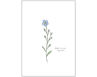 Forget Me Not Print - Etsy