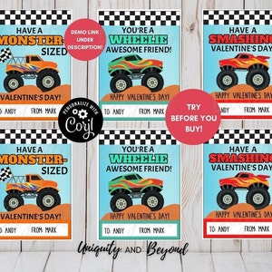 Monster Trucks Valentines, Trucks, Classroom Valentine Cards, Kids ...