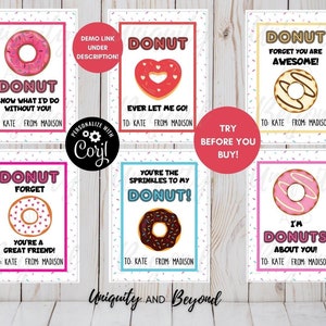 Donut Valentines Donut Classroom Valentine Cards Kids - Etsy