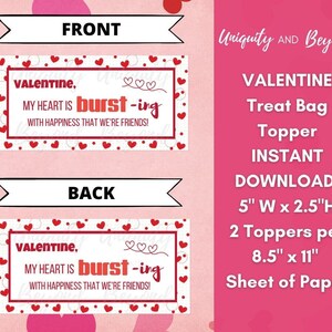Printable Valentine's Day Treat Bag Topper, Valentine Bag Toppers ...