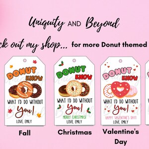 Valentine's Day Donut Tags, Donut Tags, Friends Valentine's Day Favors ...