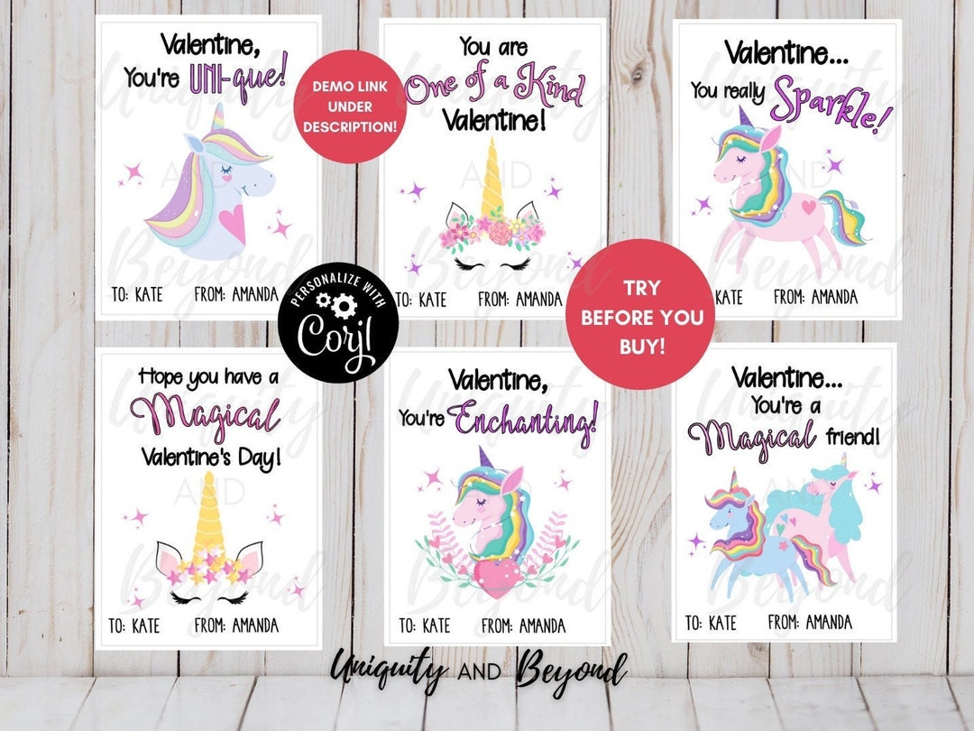 Unicorn Valentines, Unicorn, Classroom Valentine Cards, Kids Valentines ...